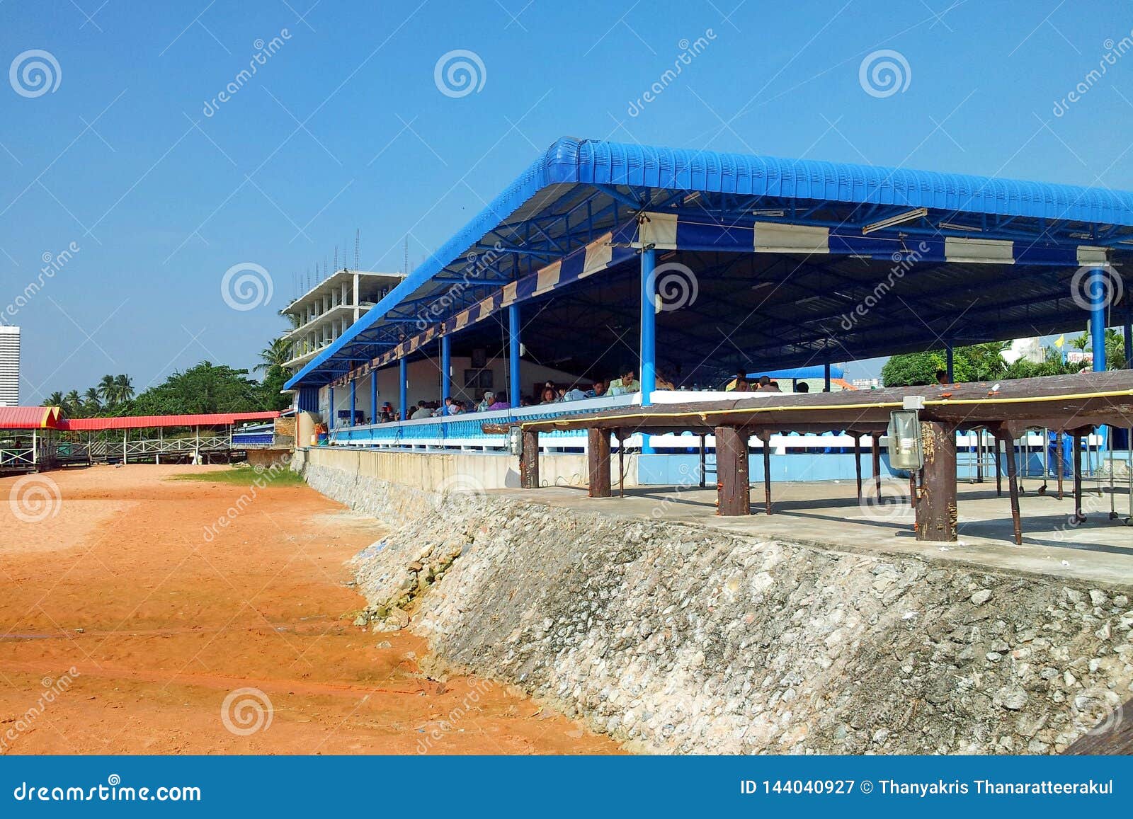 Buildings on the beach. editorial photography. Image of sand - 144040927