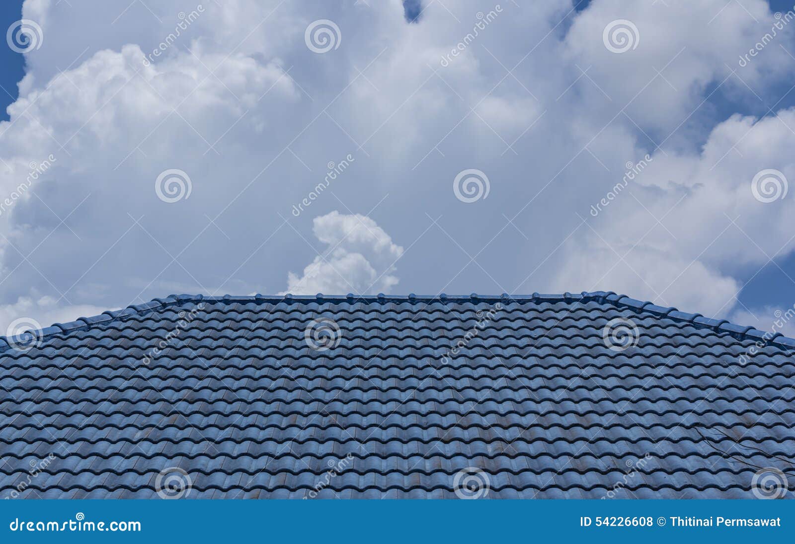 Blue Rooftop Against Blue Sky Stock Photo - Image of industry, clay ...