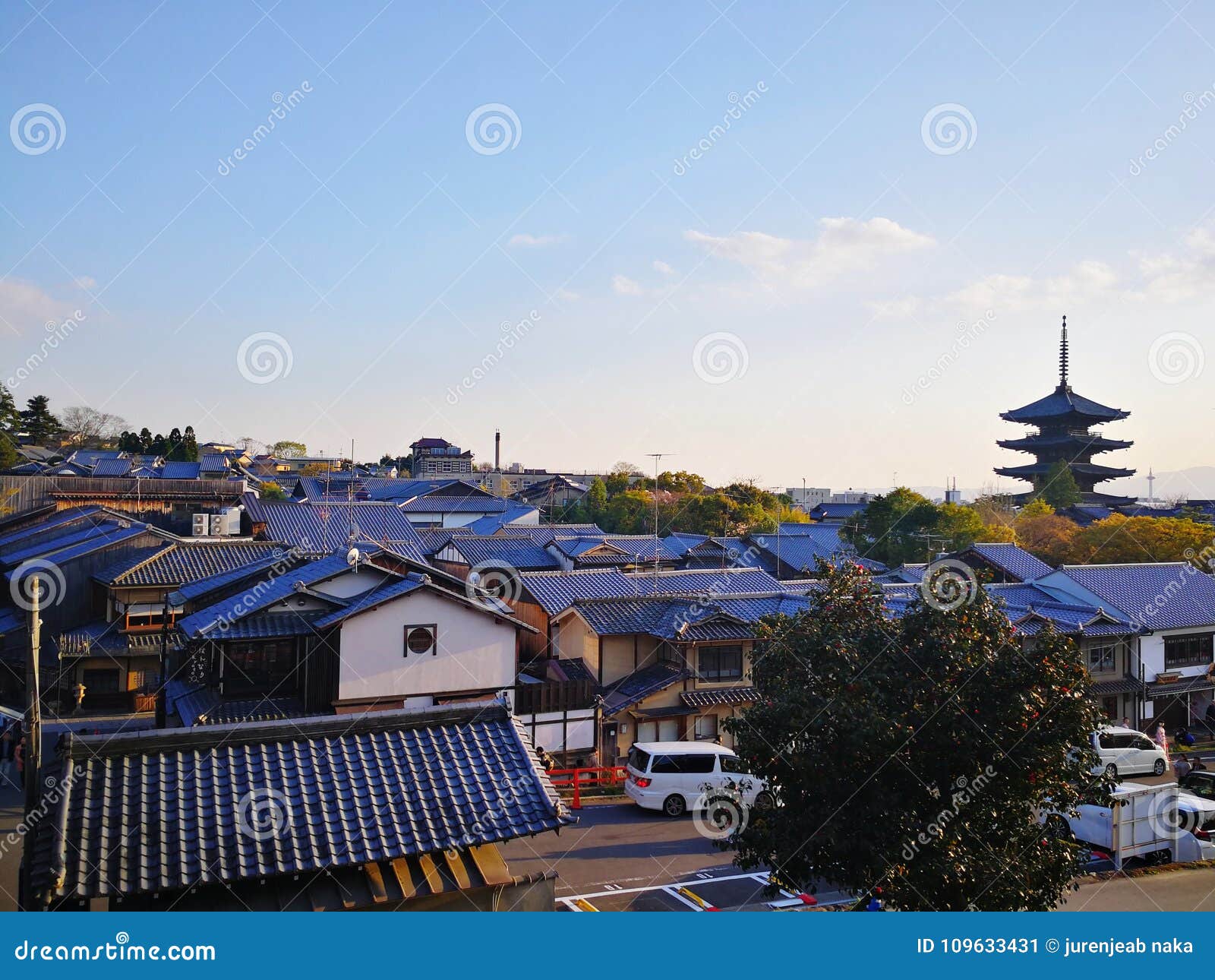 Blue rooftop in Kyoto stock image. Image of blue, rooftop - 109633431