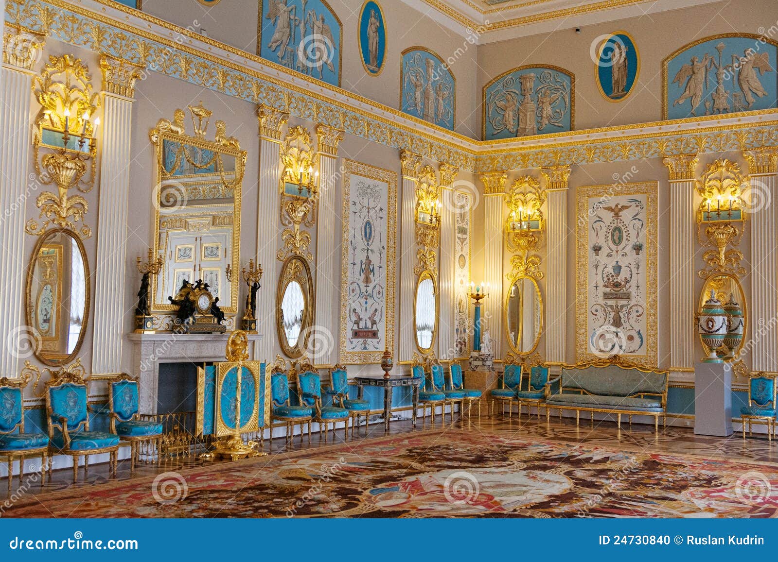 Blue Room in the Catherine Palace Stock Photo - Image of staircase ...