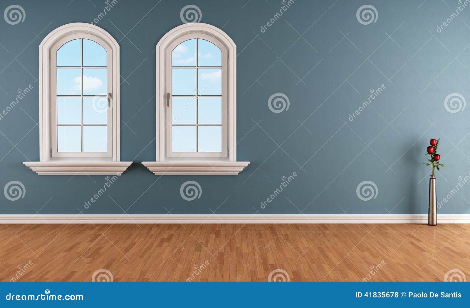 Blue Room With Two Arched Windows Stock Photo | CartoonDealer.com #41835678