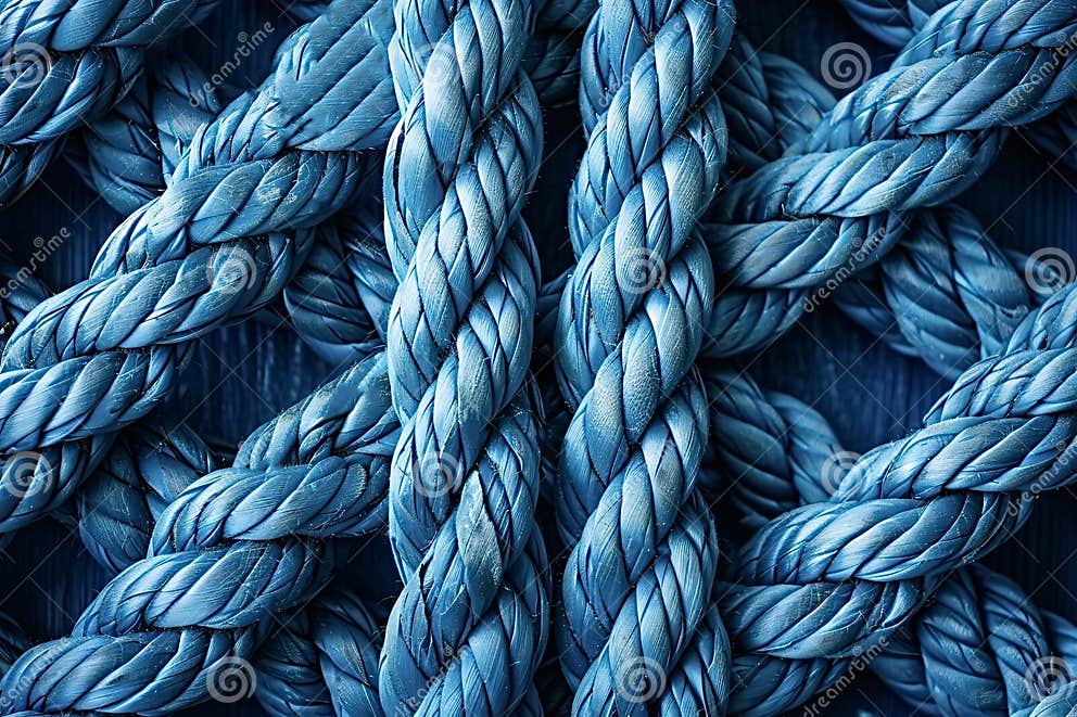 Blue Rope Creating a Pattern on a Nautical Themed Background Stock ...