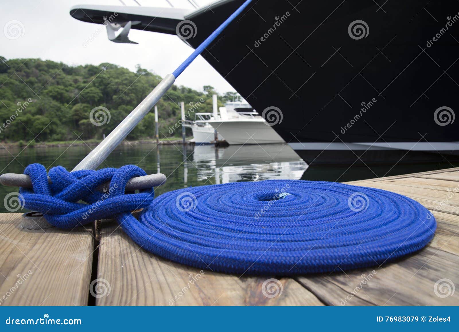 Blue rope stock image. Image of tied, cable, bowline - 76983079