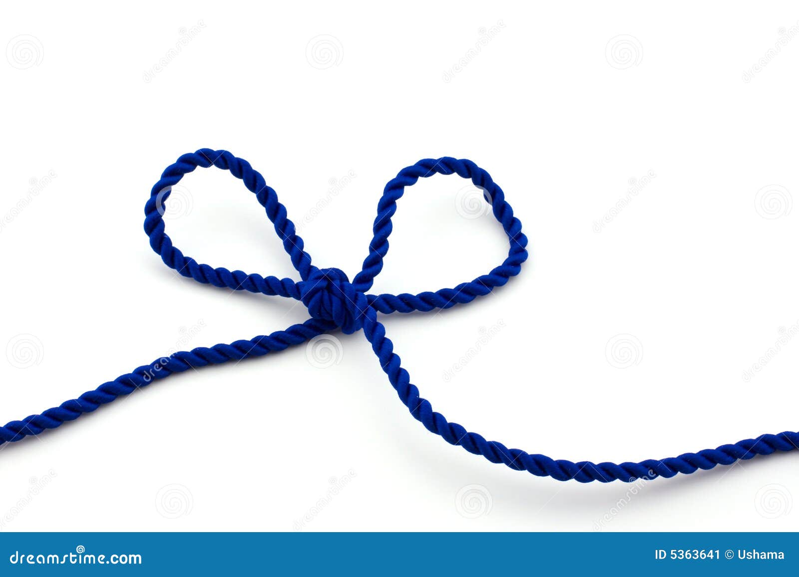 Blue Rope Tied in a Bow, Isolated Stock Image - Image of lace, attach ...