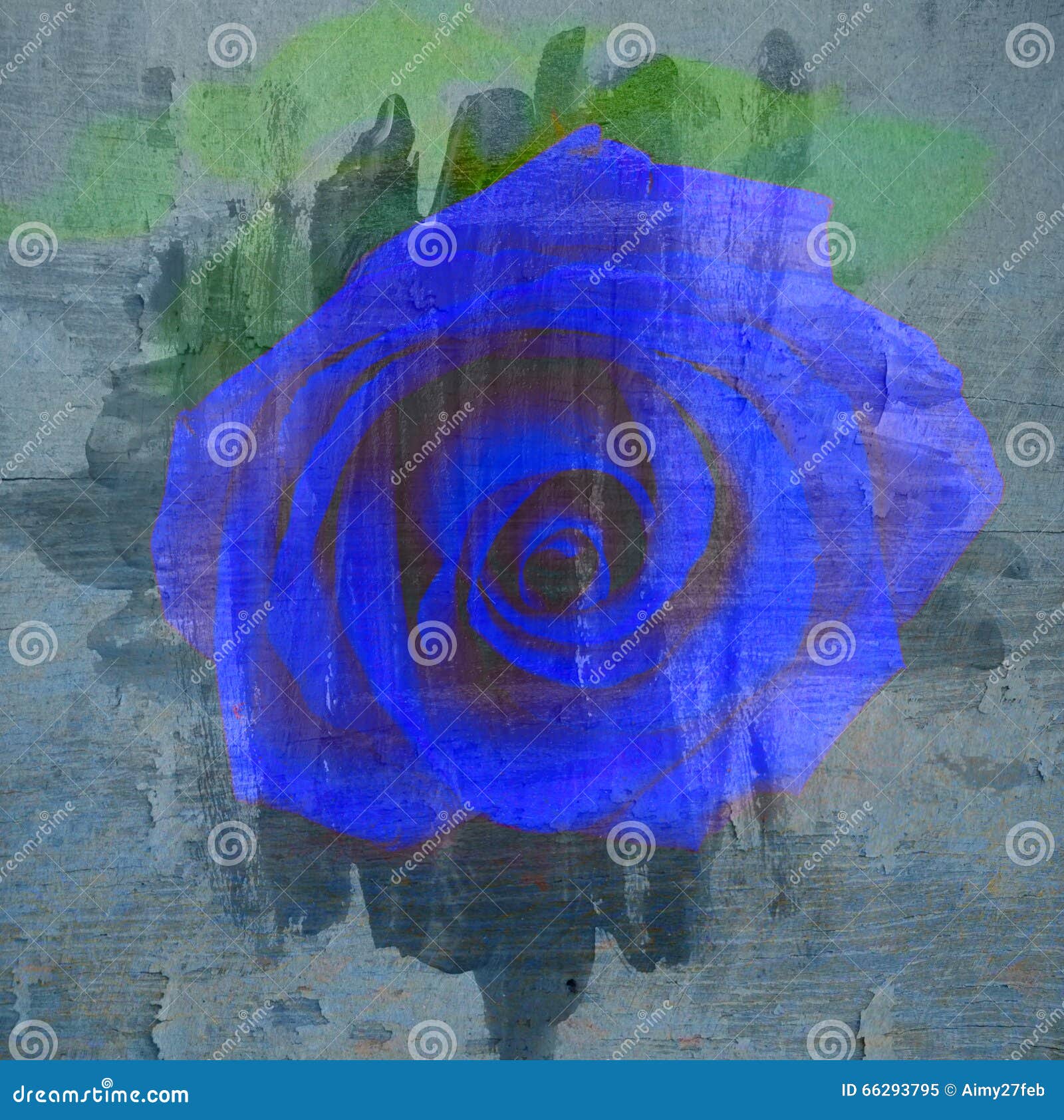 Blue Rose Art Paint on Grunge Texture. Stock Image - Image of paint ...