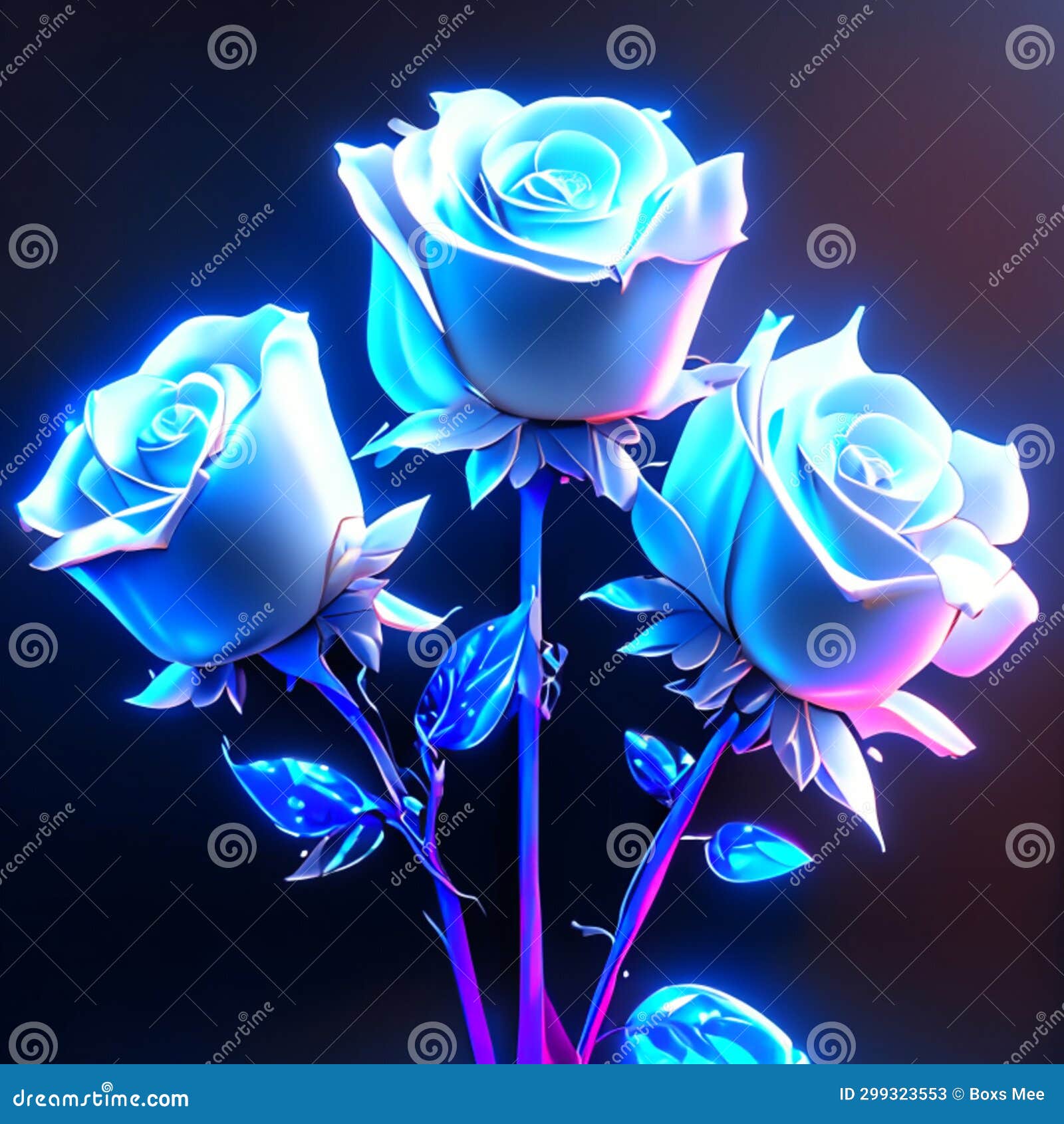 Blue Rose on a Black Background. 3d Rendering, 3d Illustration Stock ...