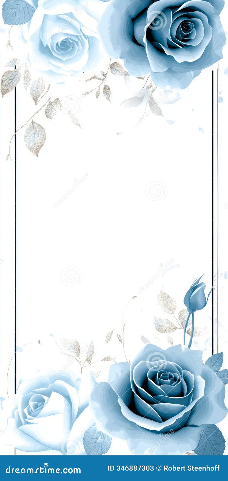 Blue Rose Border with a White Background. Stock Illustration ...