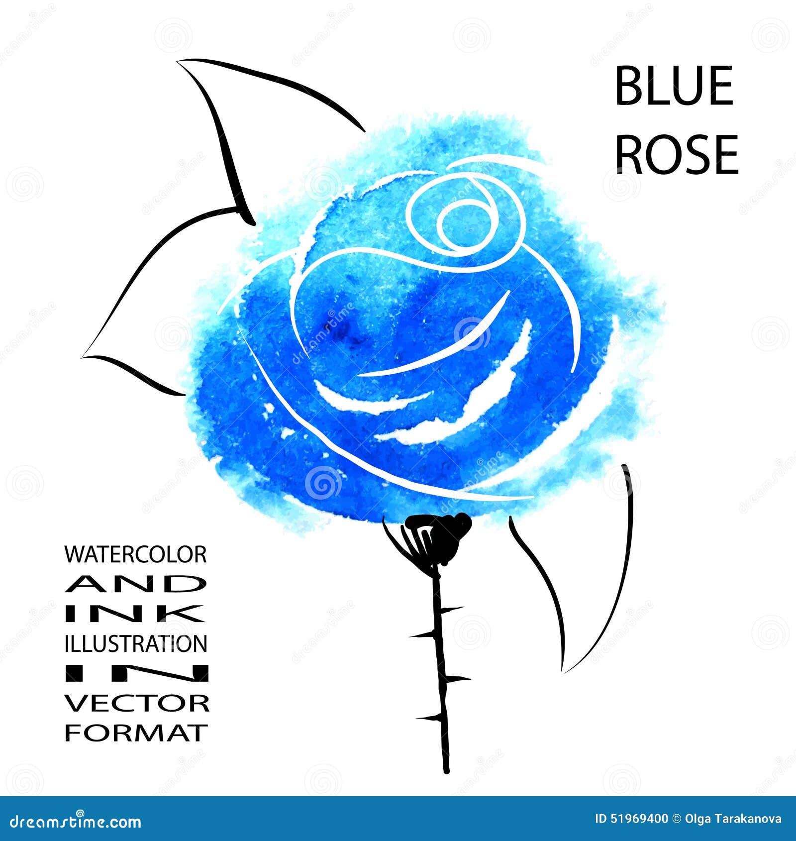 Blue rose stock vector. Illustration of asian, handmade - 51969400
