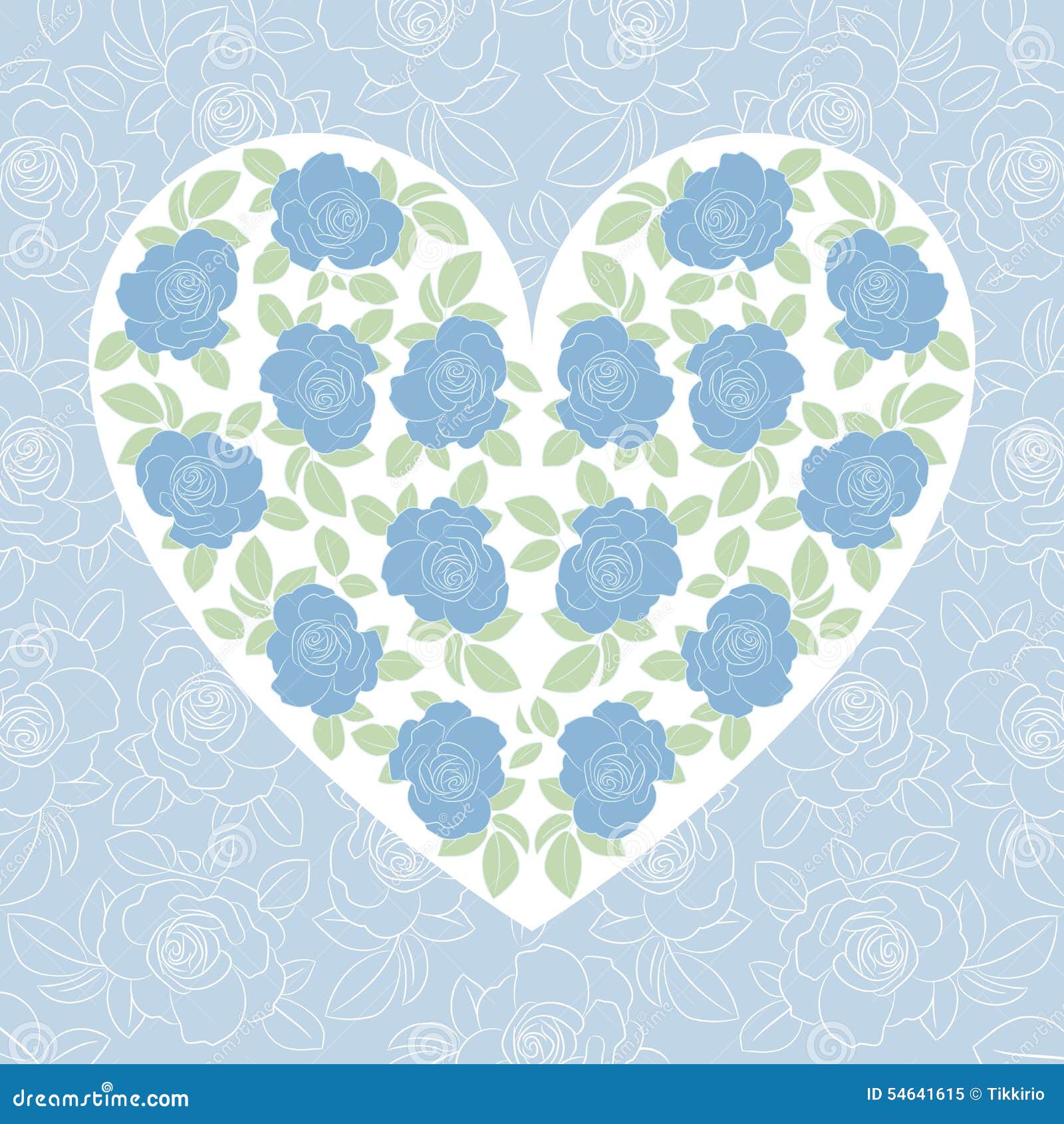 Blue rose heart stock vector. Illustration of bouquet - 54641615