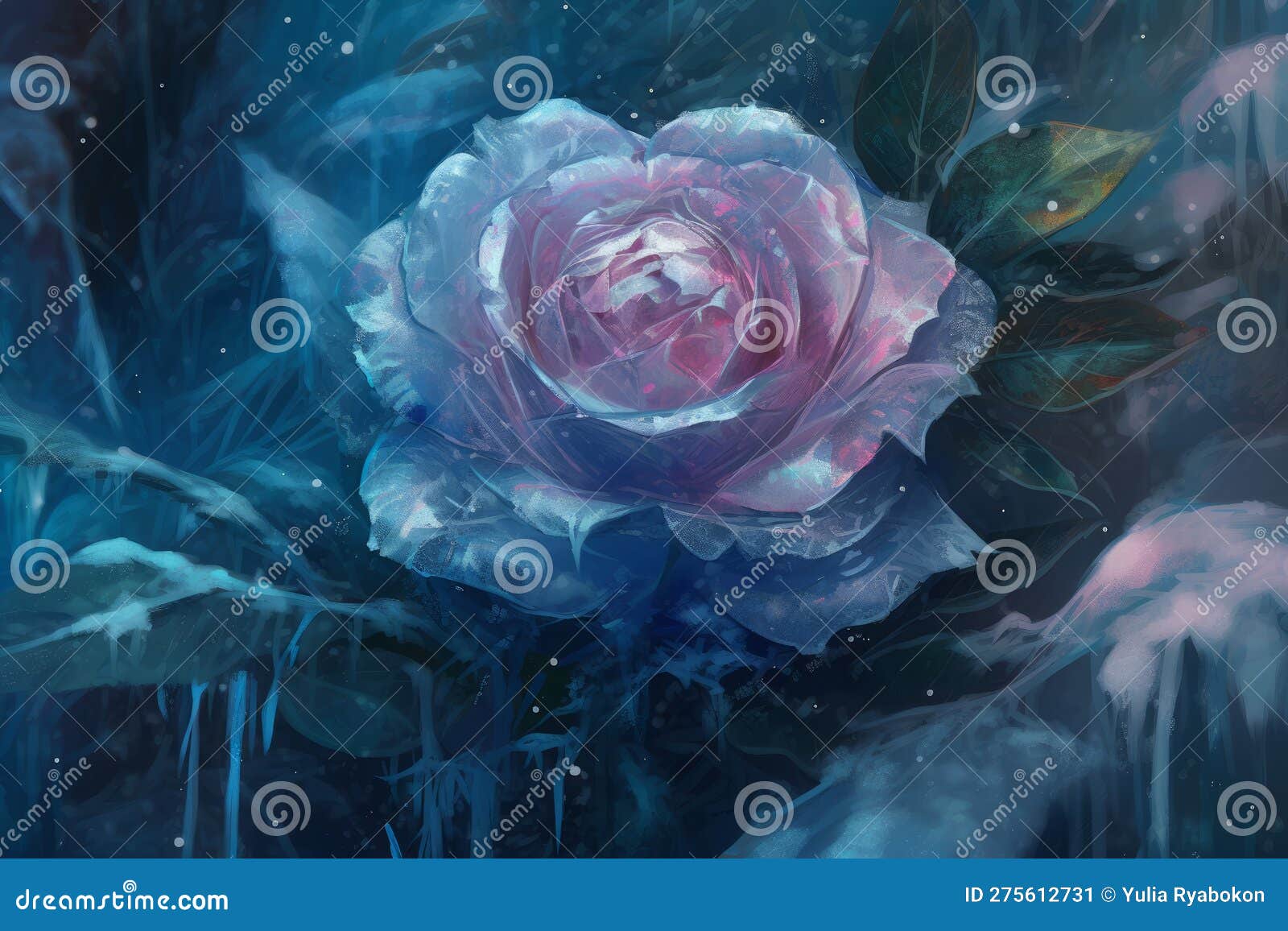 Blue Rose in Ice. Generate Ai Stock Image - Image of love, plant: 275612731