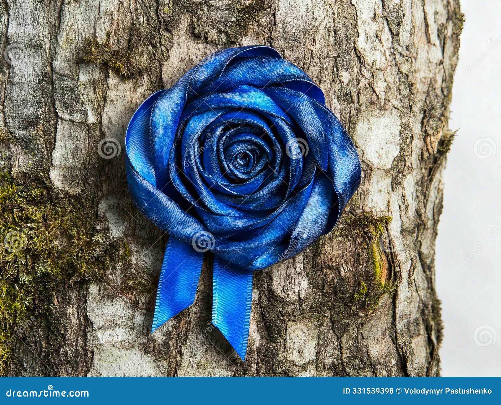A Blue Rose on a Tree with Moss on it Stock Photo - Image of touch ...