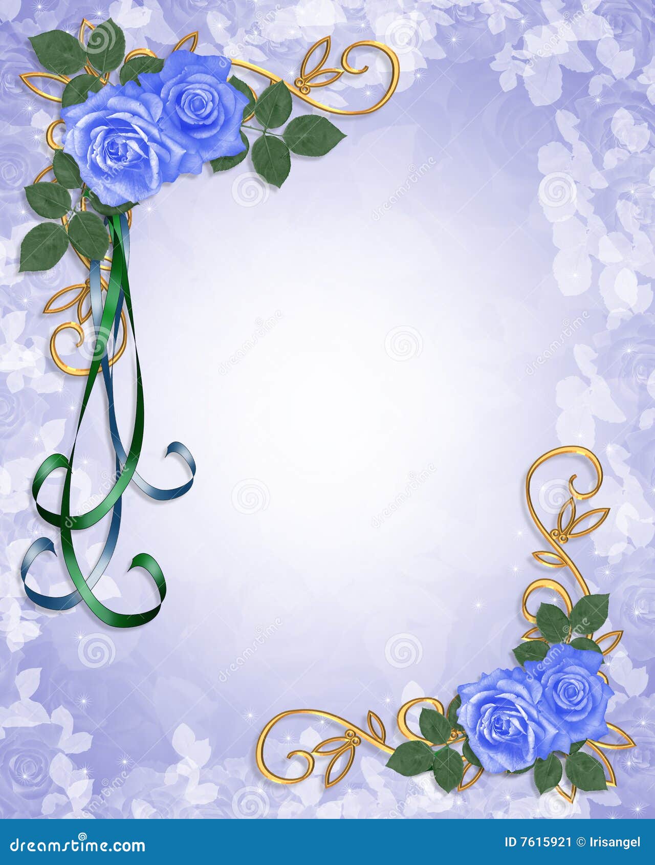 Blue Roses Floral Border Invitation Stock Illustration - Illustration ...