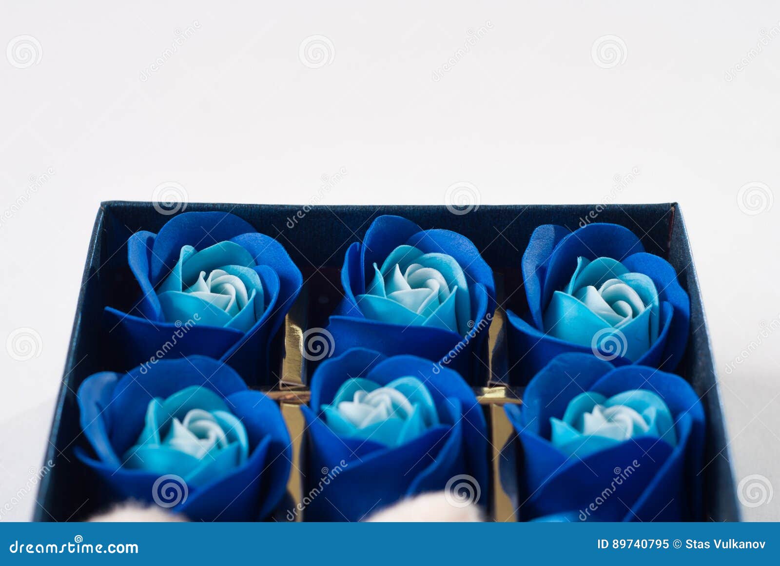 Blue Roses in Gift Box on White Background, Stock Image - Image of ...