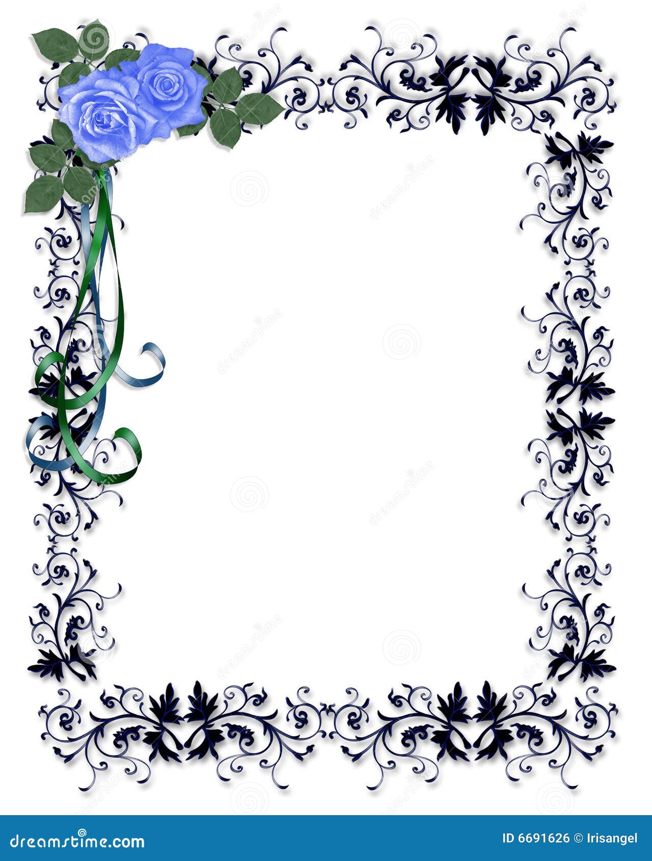 Blue Roses Ornamental Invitation Border Stock Photo | CartoonDealer.com ...
