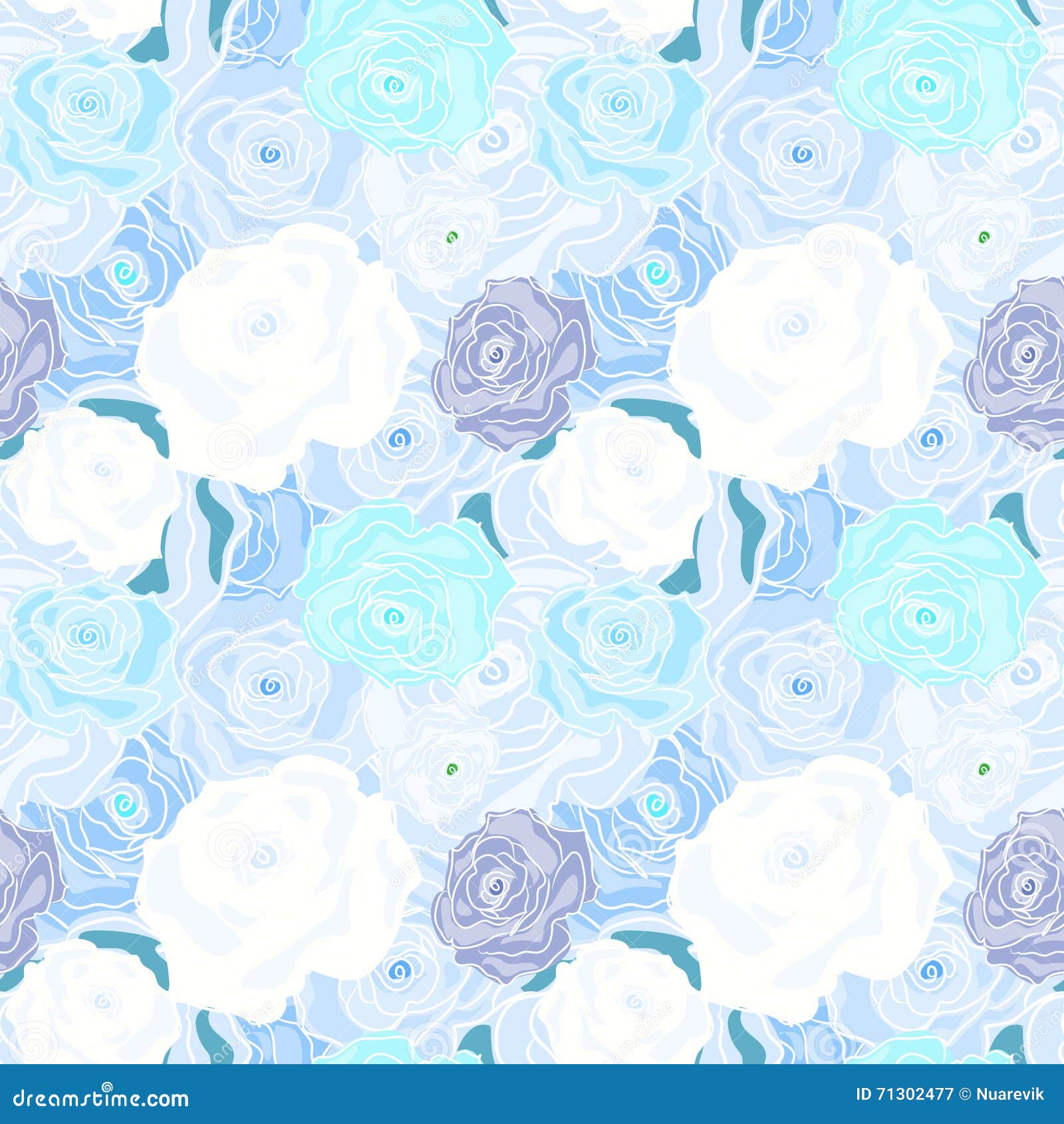 Blue Roses Seamless Pastel Colored Pattern Stock Illustration ...