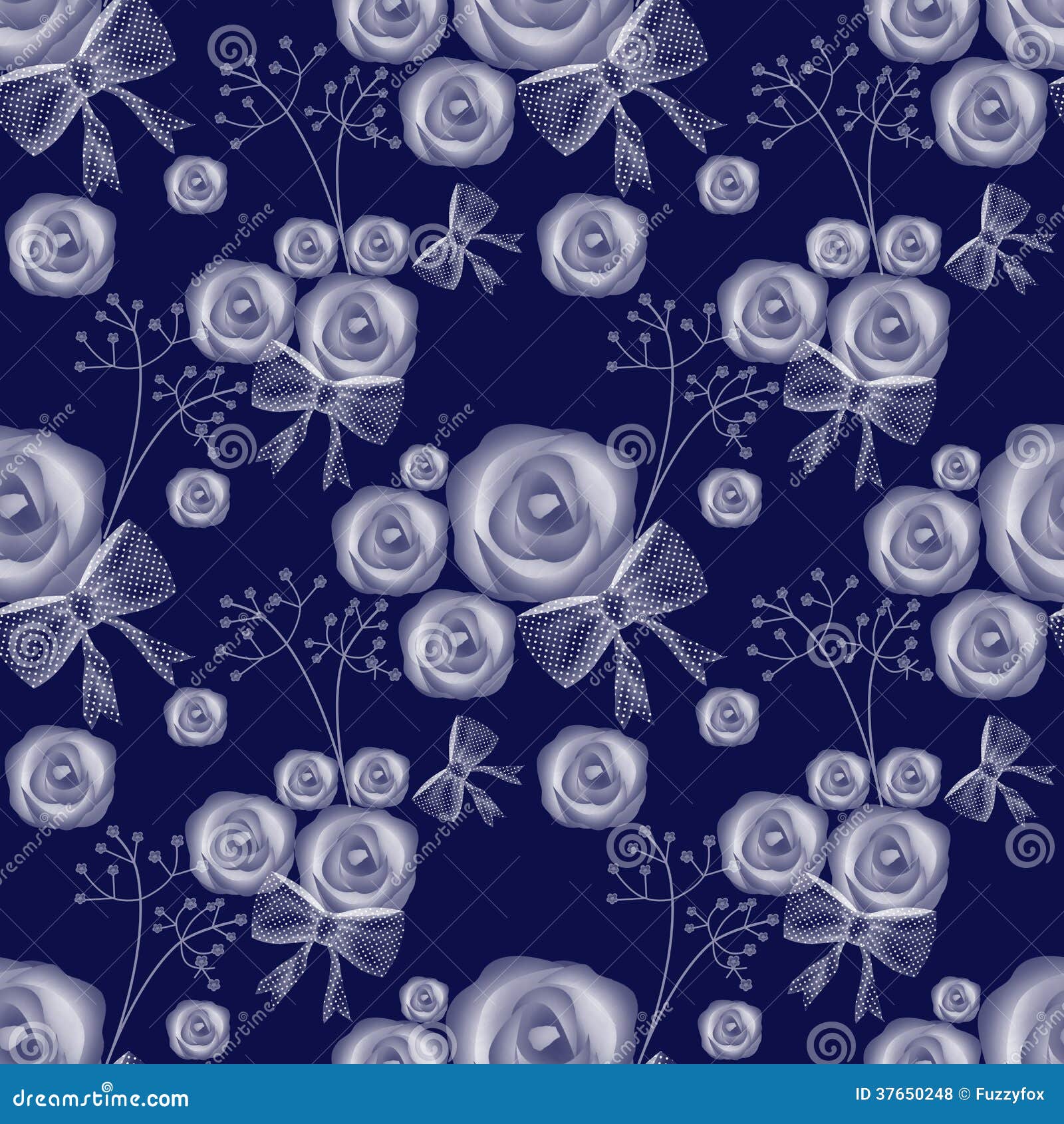 Blue Roses Seamless Pattern Background Stock Illustration ...