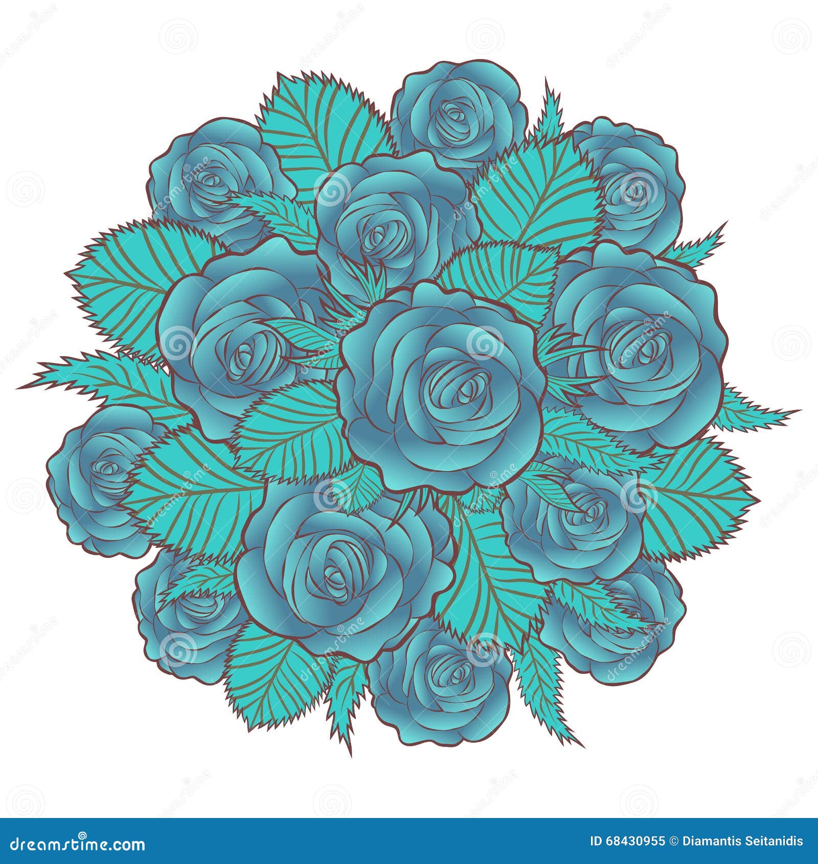 Blue Roses stock vector. Illustration of flower, fashion - 68430955