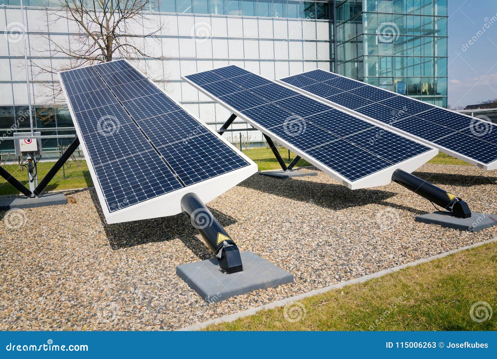 Blue Rotating Solar Panels Tilted Axis Tracker, Future Energy Concept ...