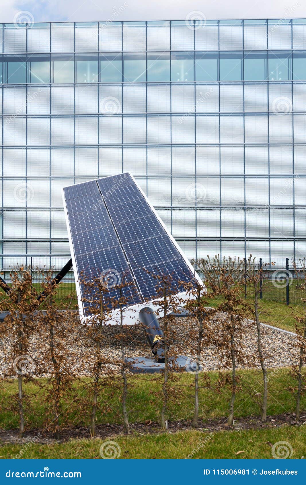 Blue Rotating Solar Panels Tilted Axis Tracker, Future Energy Concept ...