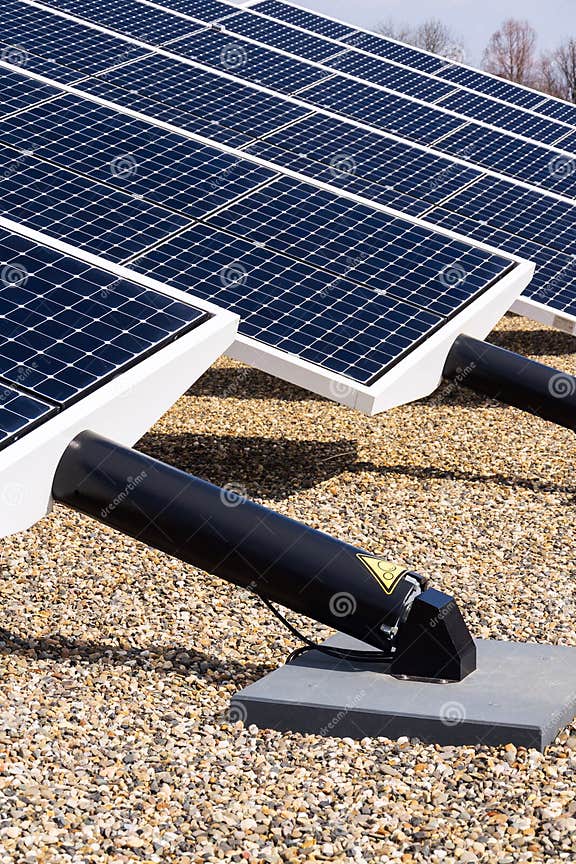 Blue Rotating Solar Panels Tilted Axis Tracker, Future Energy Concept ...