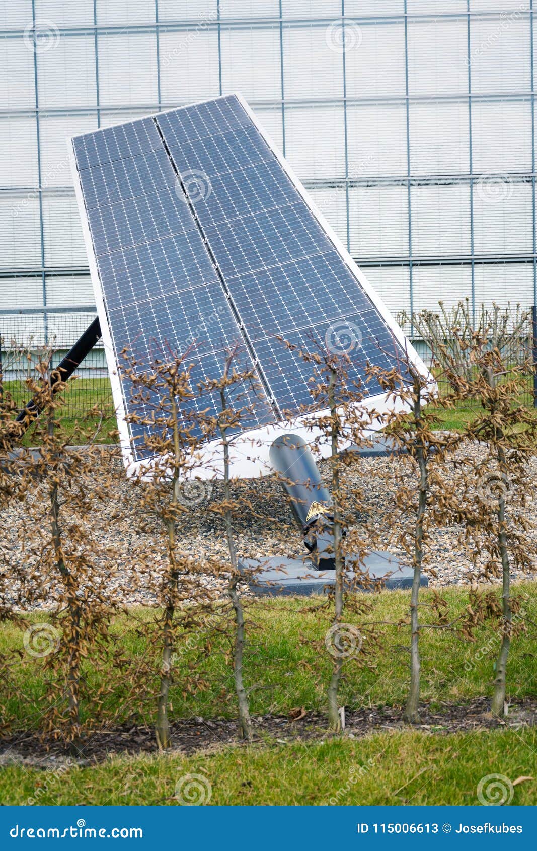 Blue Rotating Solar Panels Tilted Axis Tracker, Future Energy Concept ...