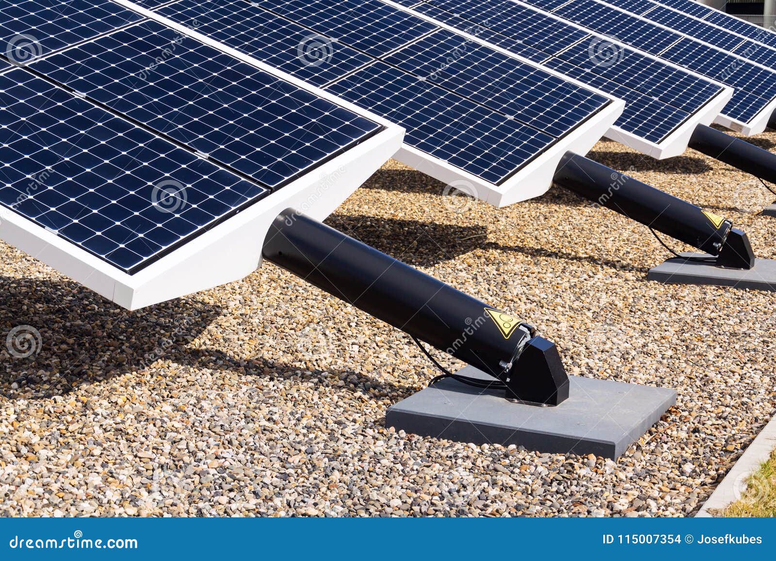 Blue Rotating Solar Panels Tilted Axis Tracker, Future Energy Concept ...