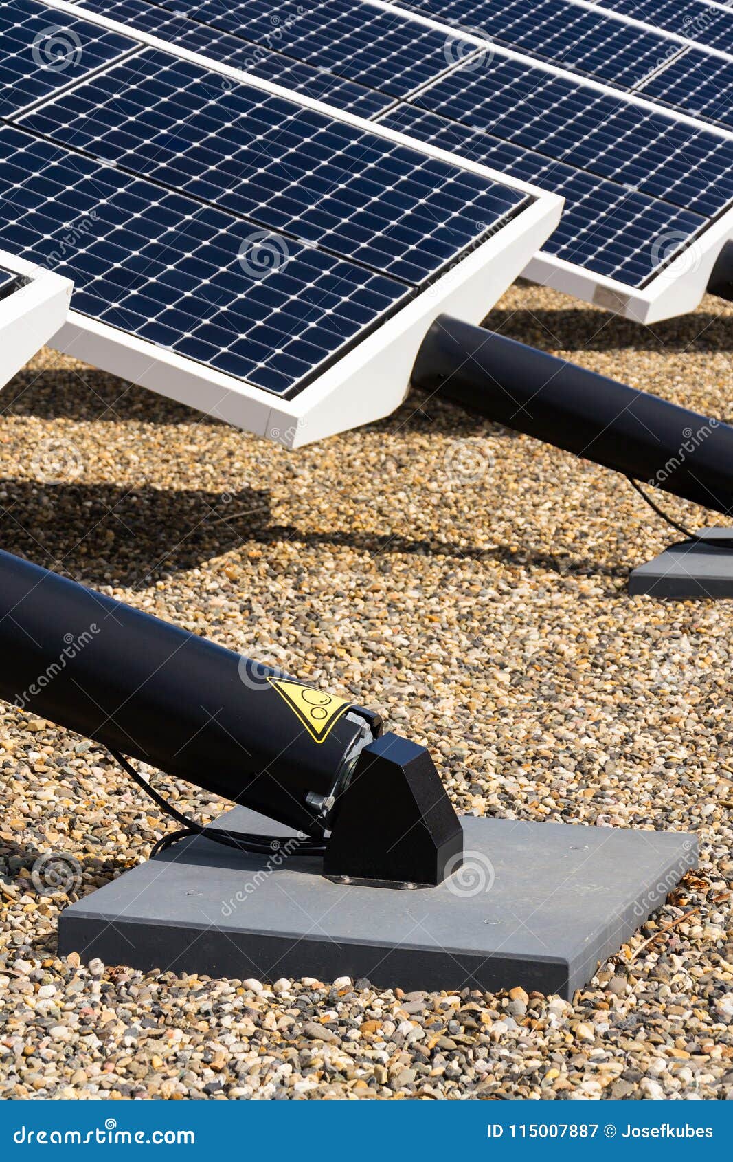 Blue Rotating Solar Panels Tilted Axis Tracker, Future Energy Concept ...