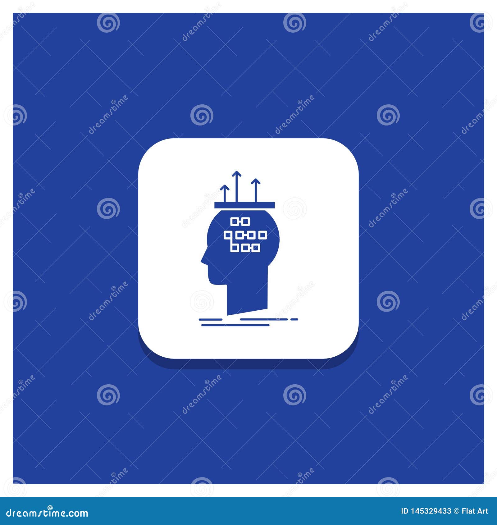 Blue Round Button for Algorithm, Brain, Conclusion, Process, Thinking Glyph Icon Stock Vector ...