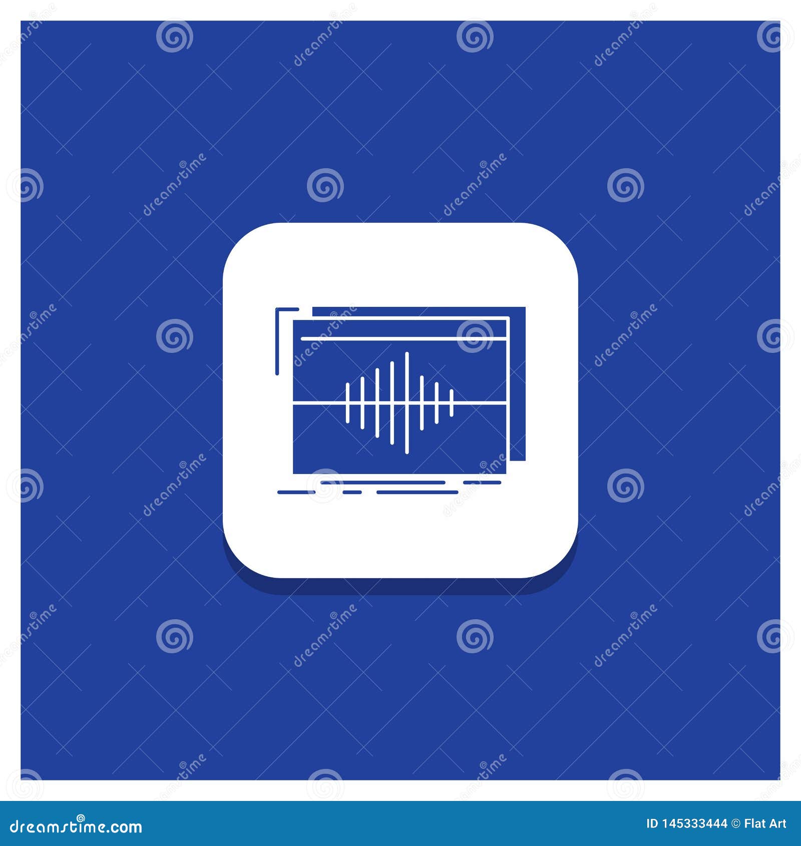Blue Round Button for Audio, Frequency, Hertz, Sequence, Wave Glyph ...