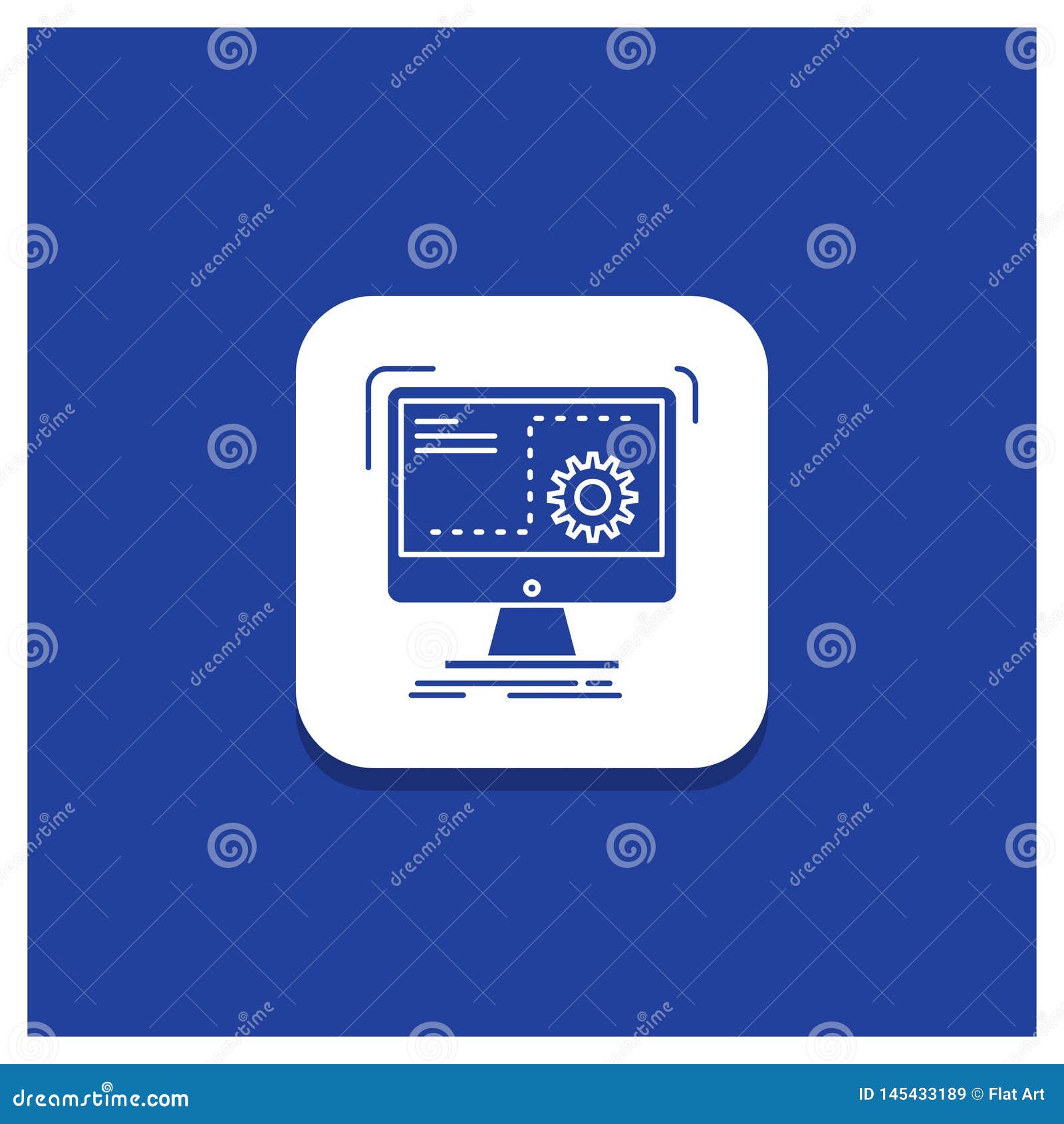 Blue Round Button for Command, Computer, Function, Process, Progress Glyph Icon Stock Vector ...