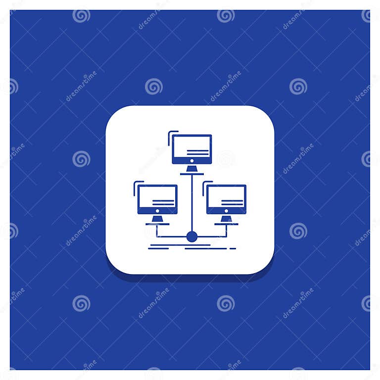 Blue Round Button for Database, Distributed, Connection, Network, Computer Glyph Icon Stock ...