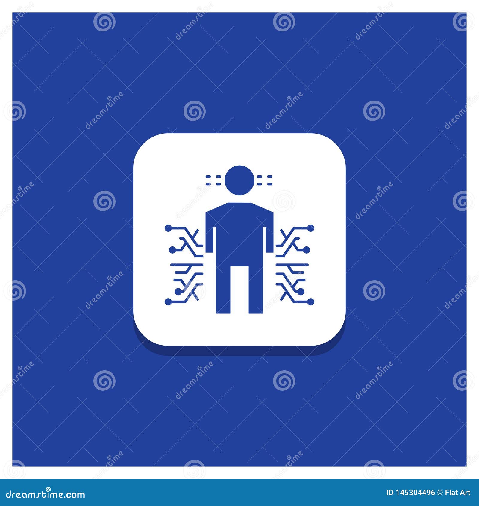 Blue Round Button for Sensor, Body, Data, Human, Science Glyph Icon ...