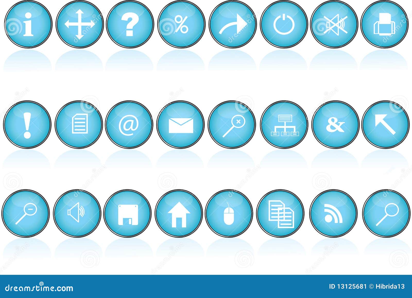 Blue Round Buttons with Icons for Pc Stock Illustration - Illustration ...