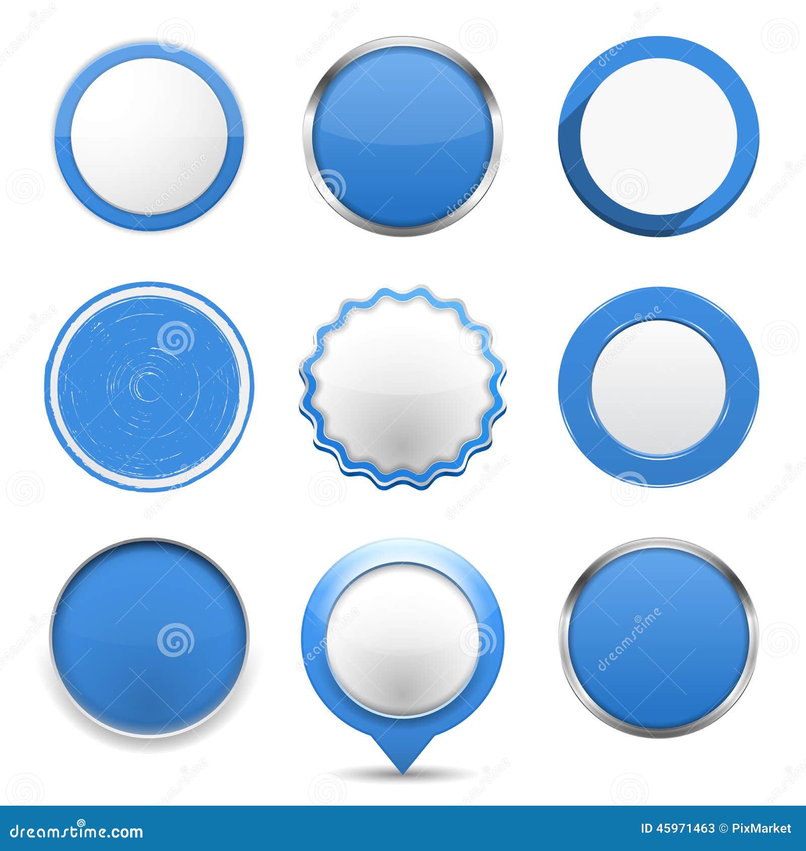 Set Of Round Buttons With Numbers From 1 To 9. Glossy Red And Gold ...