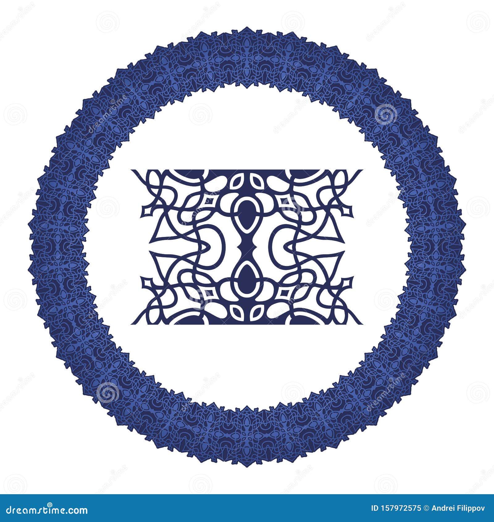 Blue Round Celtic Pattern with Flat Paintbrush Stock Vector ...