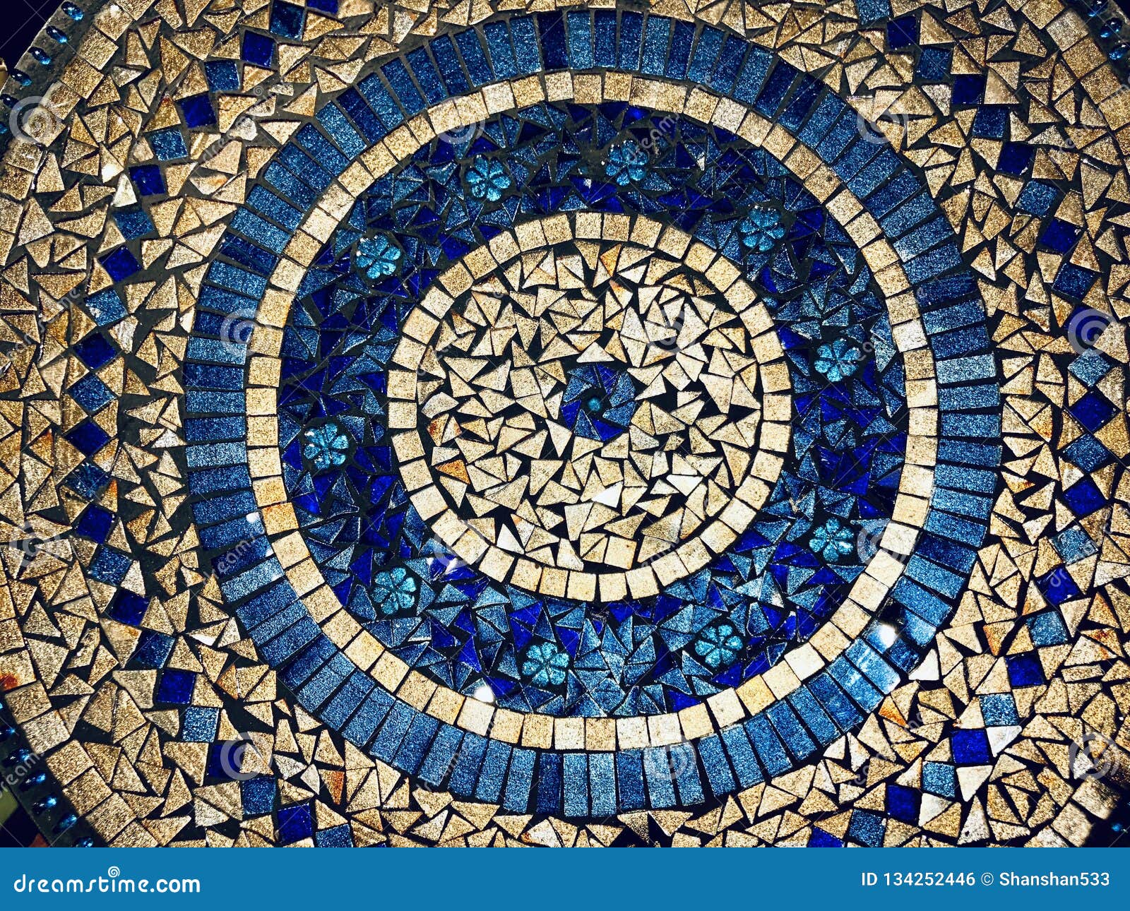 A Blue Round Circle Triangle Pattern Design Stock Photo - Image of ...