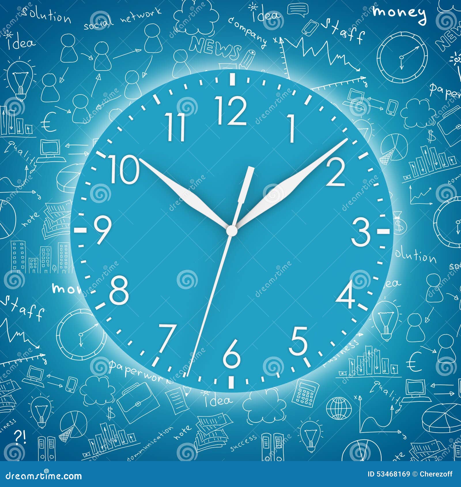 Blue round clock stock illustration. Illustration of solution - 53468169