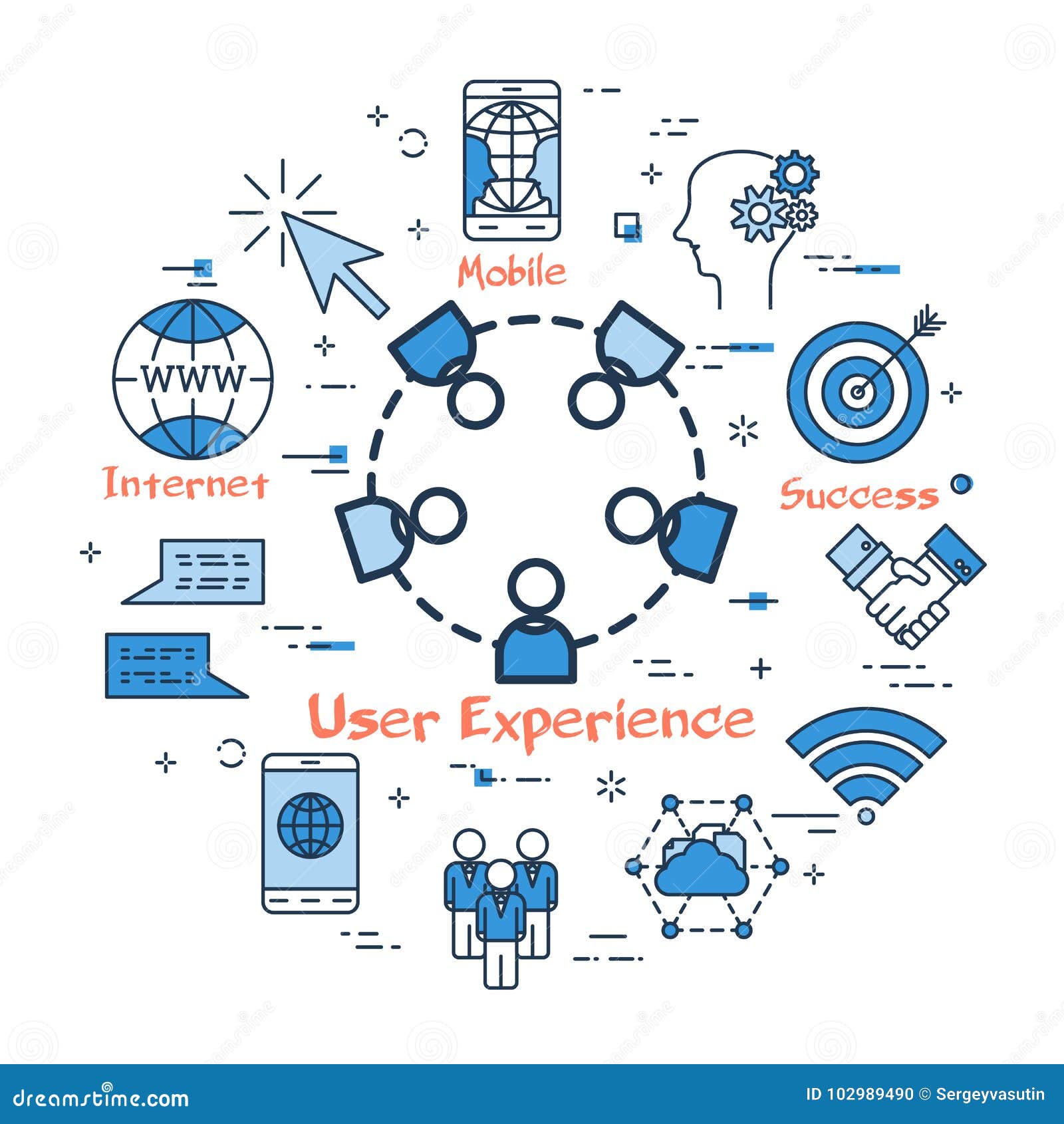 Blue Round Concept - User Experience Stock Vector - Illustration of ...