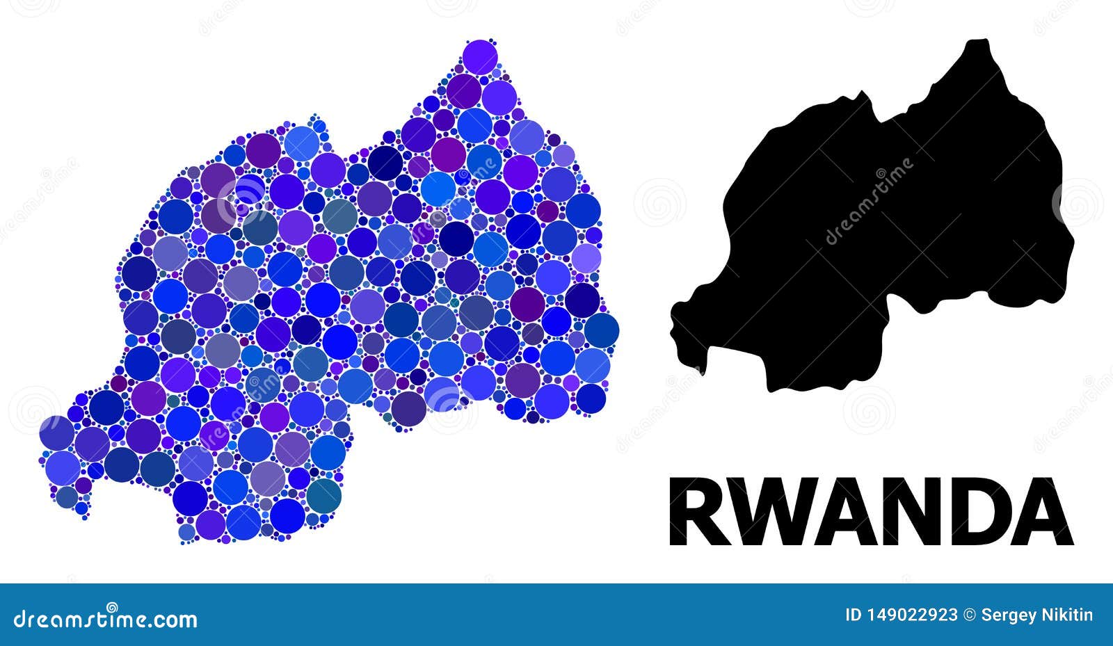 Pixel Map Of Rwanda. Vector Dotted Map Of Rwanda Isolated On White ...