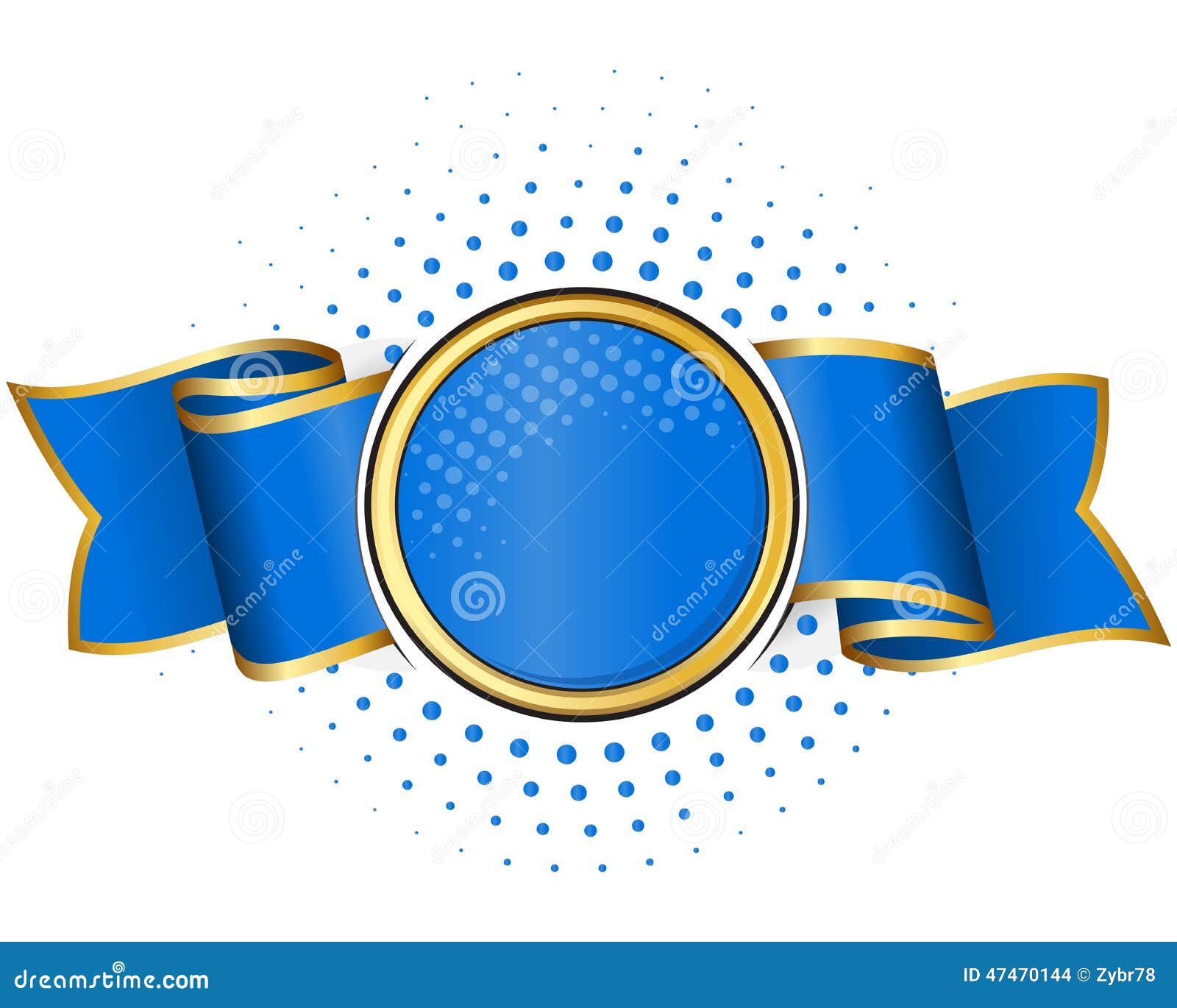 Blue Round Frame with Ribbon Stock Vector - Illustration of decoration ...