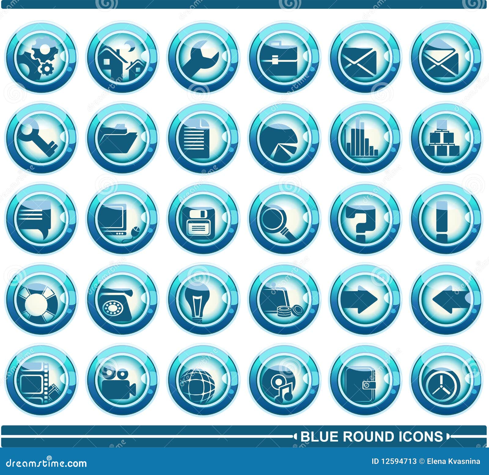 Blue round icons stock vector. Illustration of money - 12594713