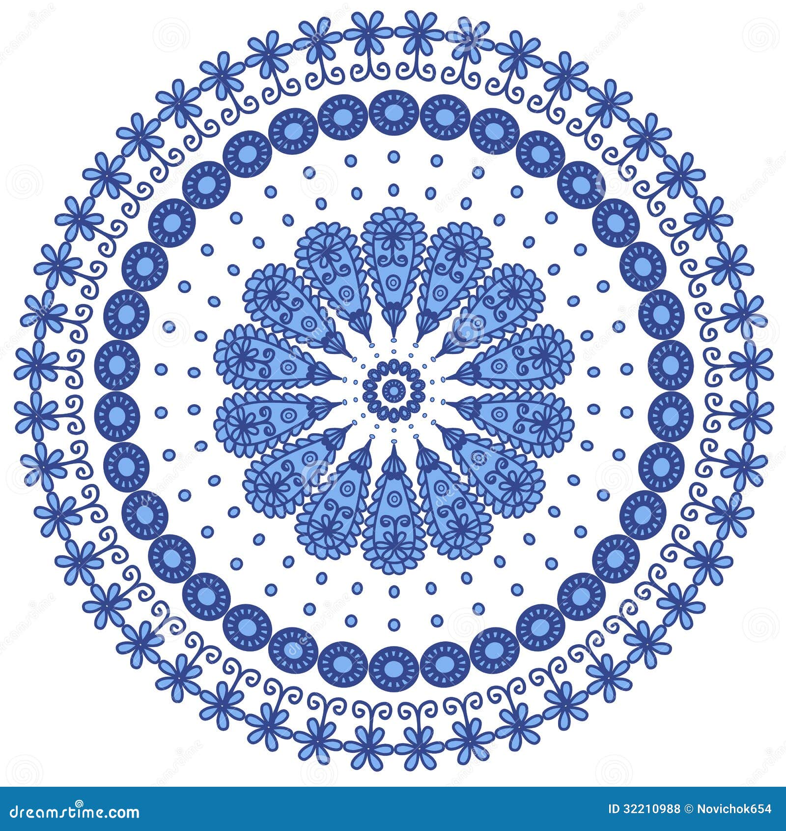 Blue round lace stock vector. Illustration of ornamental - 32210988