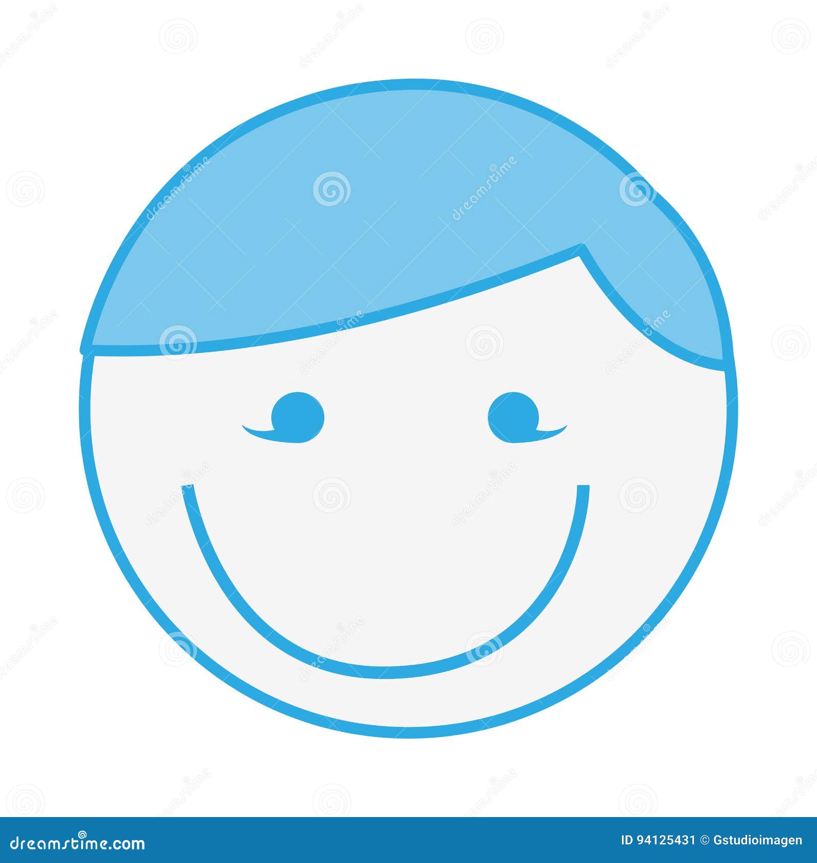 Blue Round Man Face Cartoon Stock Vector - Illustration of blue, female ...