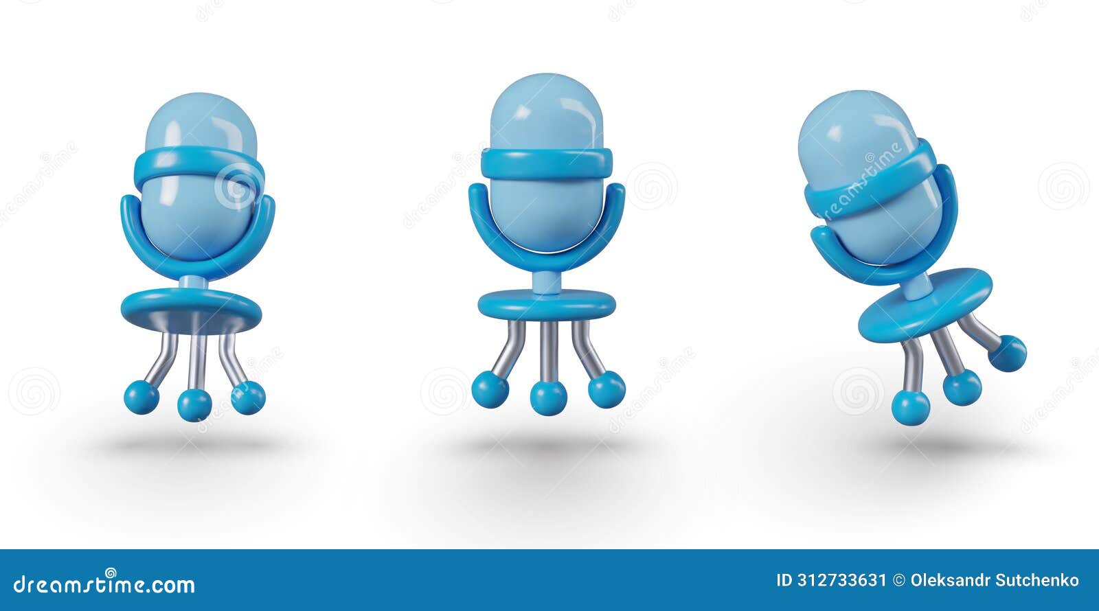 Blue Round Microphone in Cartoon Style. Digital Dubbing, Voice Over ...