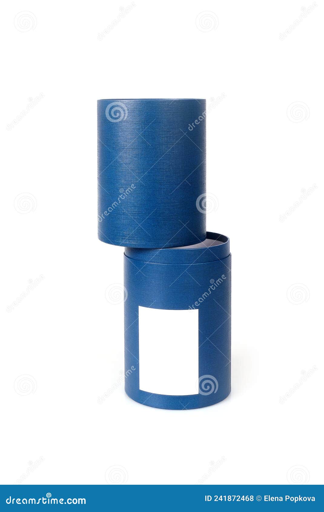 Blue Round Packing Box Isolated on White Background Stock Photo - Image ...
