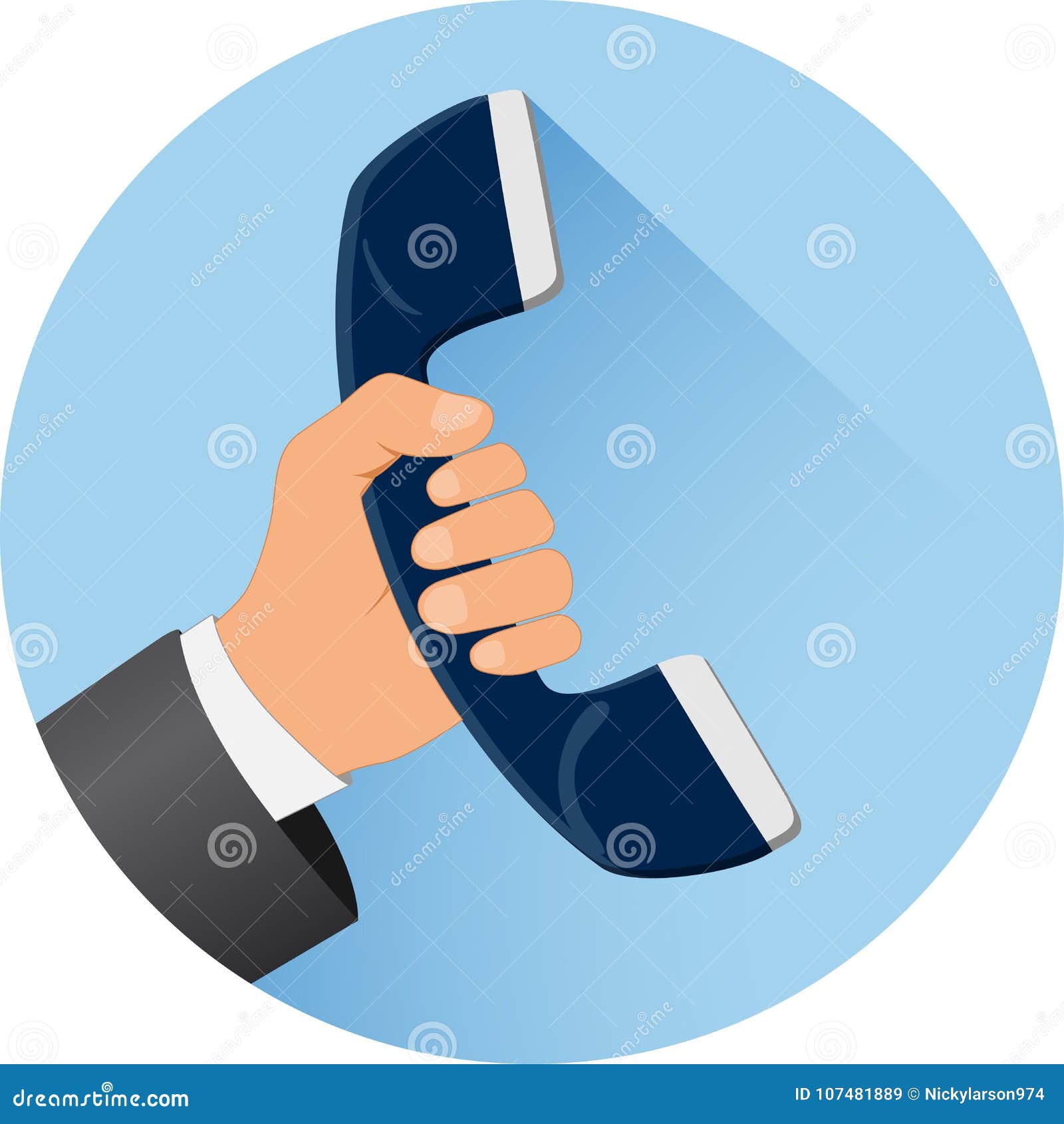 Blue round phone icon stock vector. Illustration of phone - 107481889