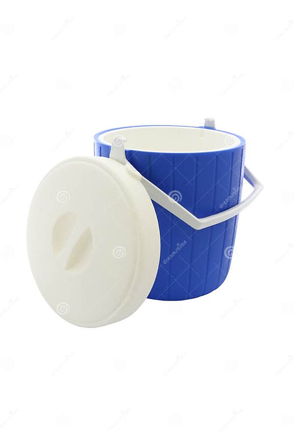 Blue Round Plastic Cooler and Cover Stock Photo - Image of plastic ...