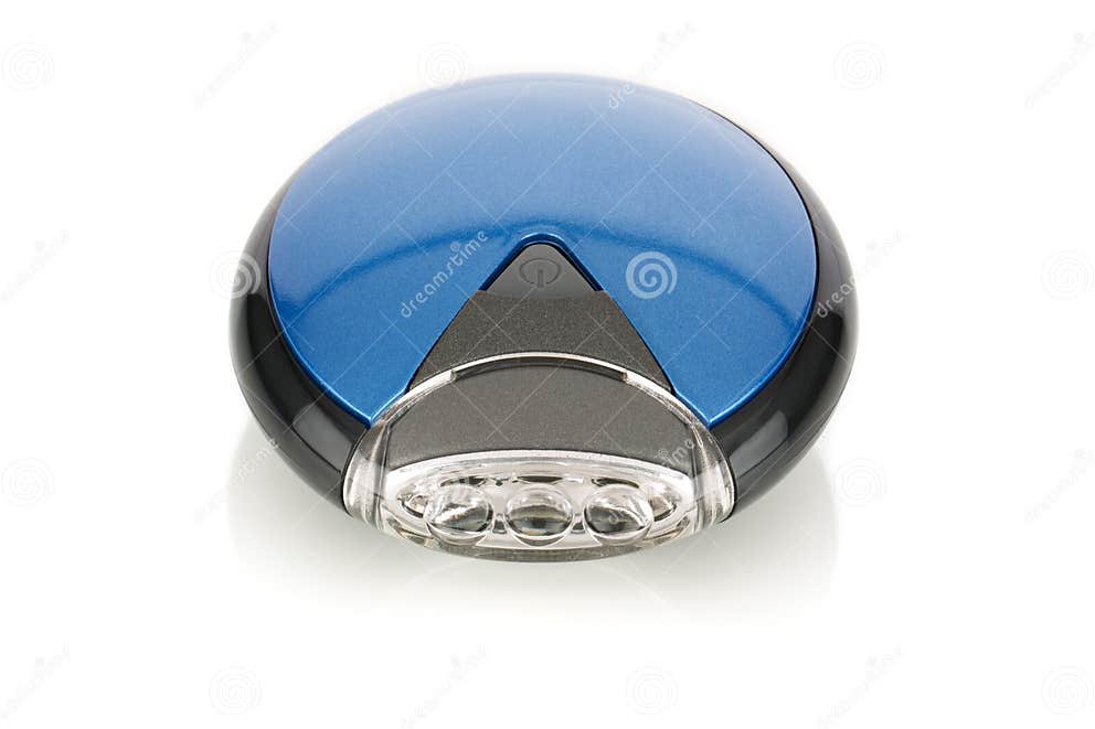 Blue Round Portable LED Flashlight Stock Image - Image of electricity ...