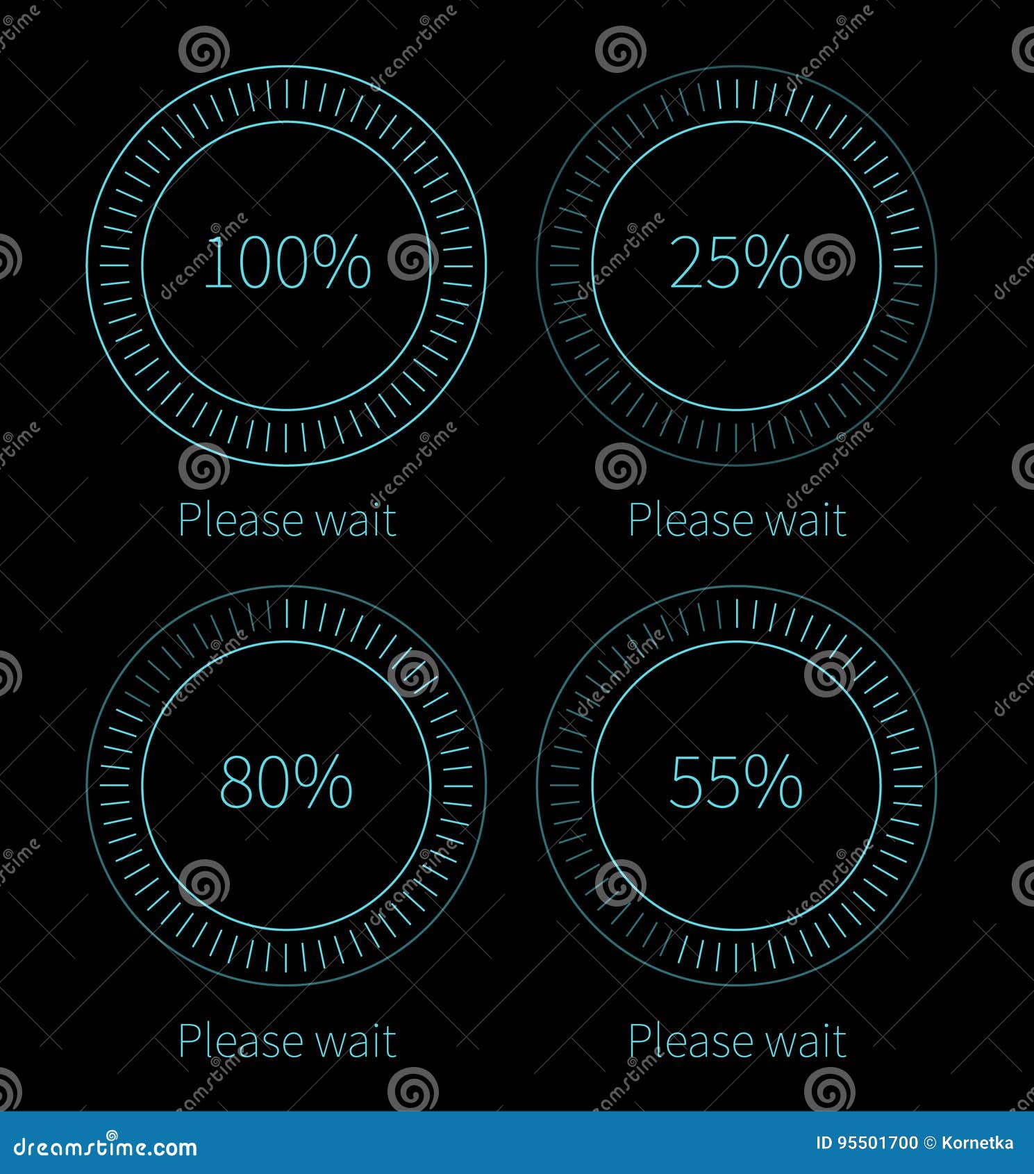 Blue Round Progress Bars. Vector Abstract Symbol for Webpage Design ...