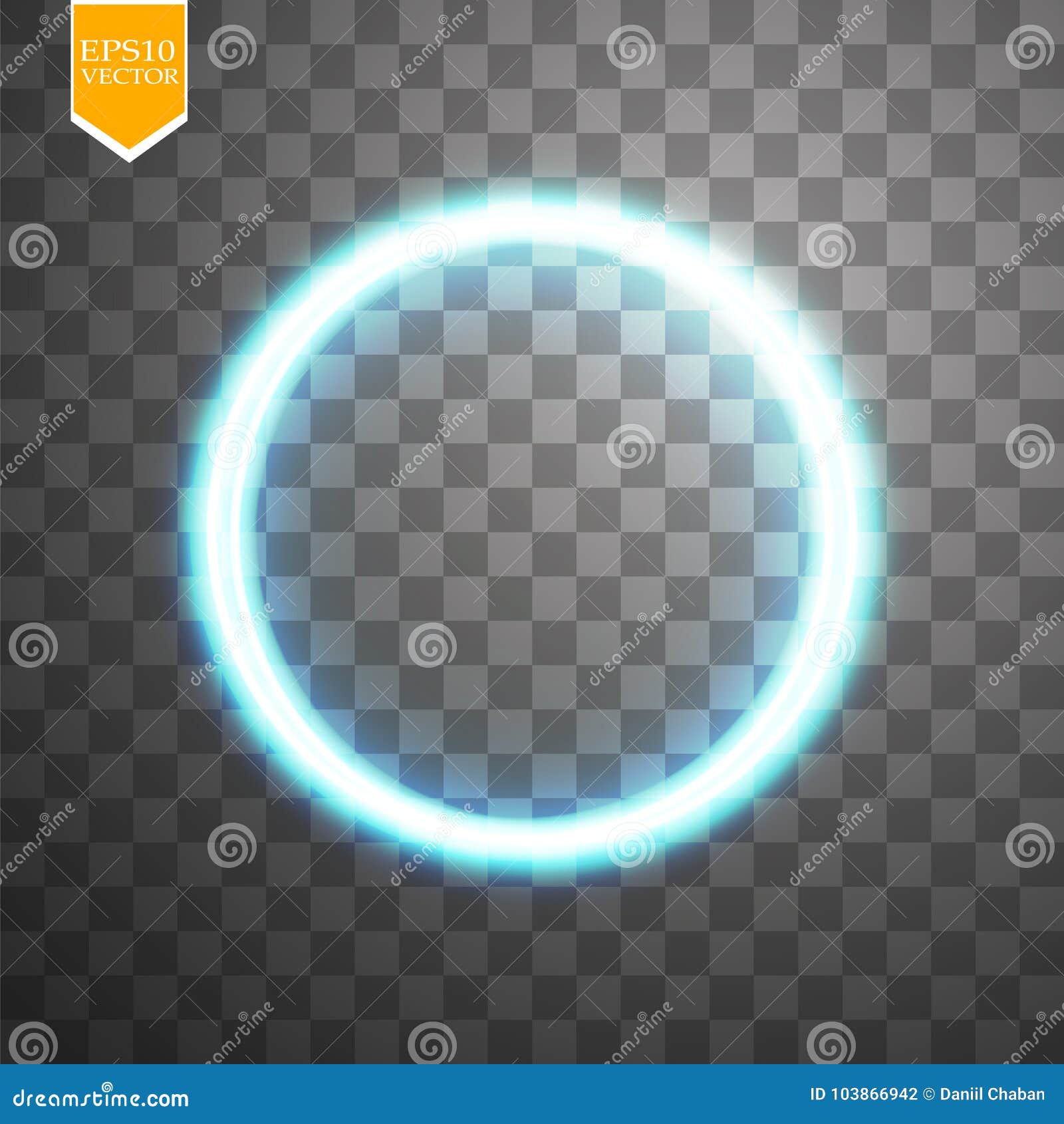 Blue Round Shining Circle Frame on Transparent Background. Beautiful ...